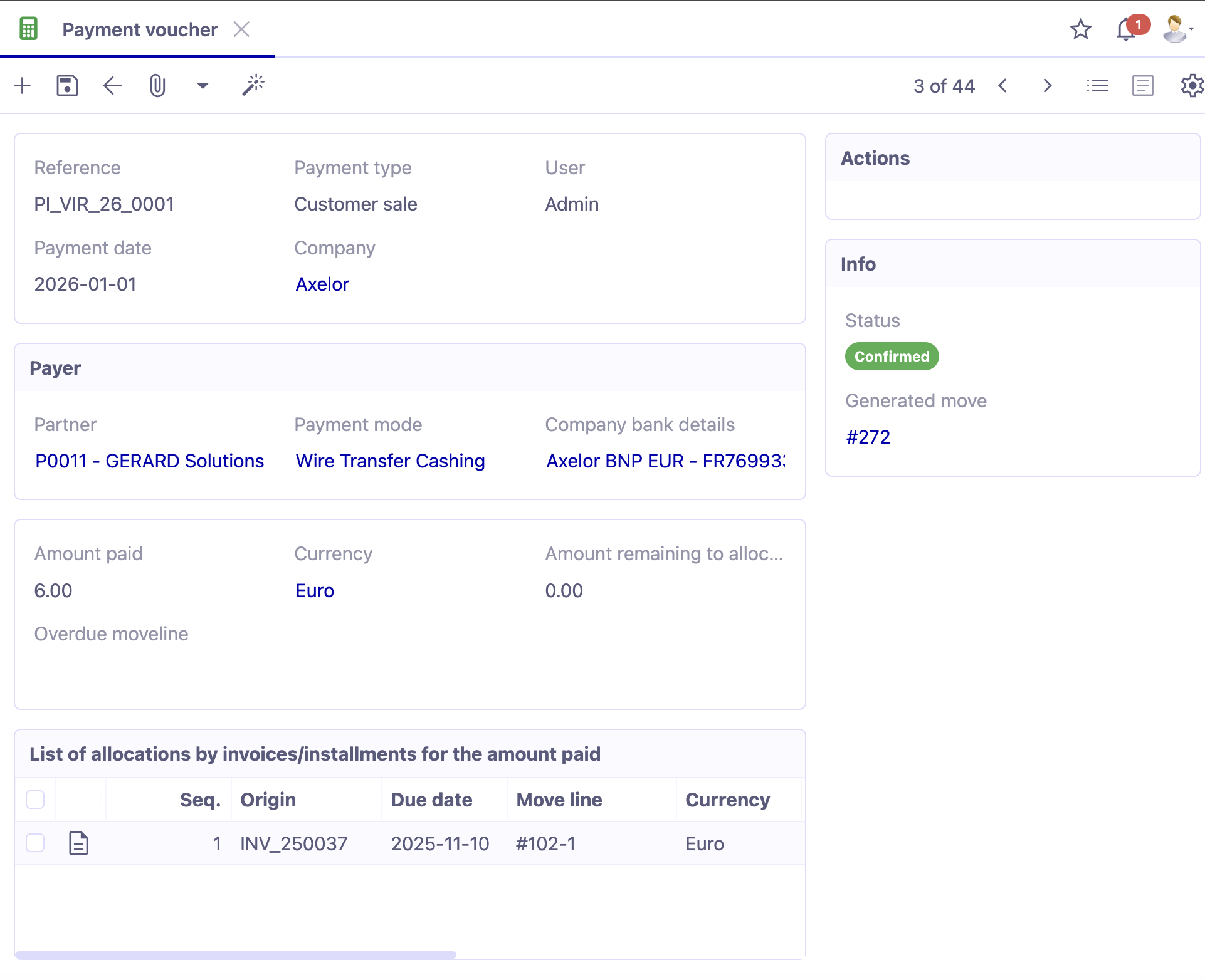 Enter payments via the payment assistant | Axelor Open Suite